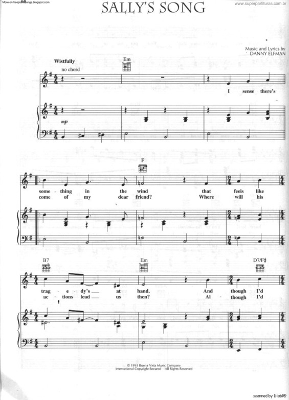 Super Partituras - Sallys Song (The Nightmare Before Christmas) (Danny ...