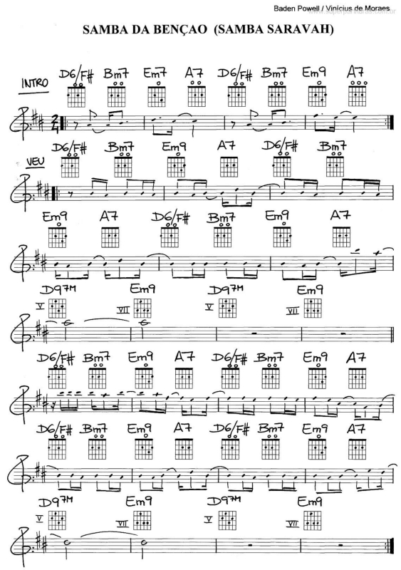 Super Partituras - Samba da Bençao (Vinícius De Moraes, Baden Powell ... Super Partituras - Samba da Bençao (Vinícius De Moraes, Baden Powell ...