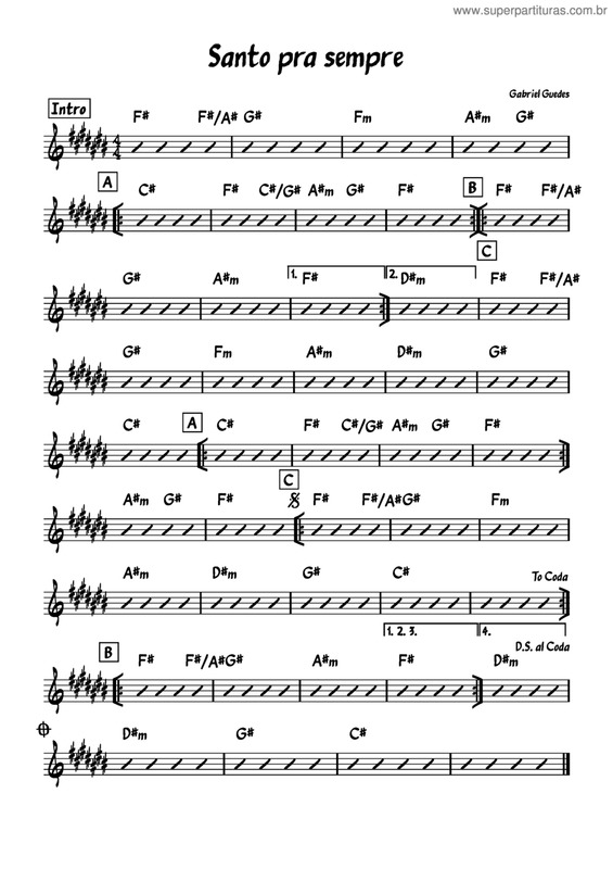 Super Partituras - Santo Pra Sempre (Gabriel Guedes), com cifra