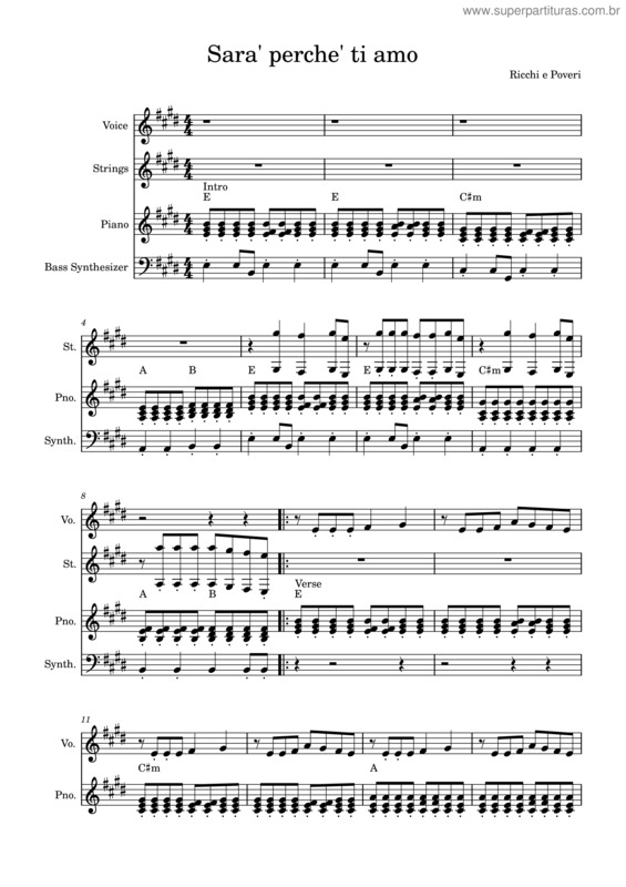 Super Partituras - Sara Perche Ti Amo – Ricchi E Poveri (Ricchi E Poveri)