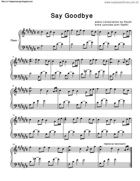 Super Partituras - Say Goodbye (Chris Brown)