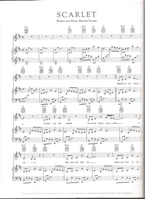 Super Partituras - Scarlet (Brooke Fraser), com cifra