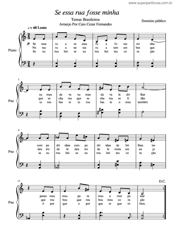 Super Partituras - Se Essa Rua Fosse Minha– Escravos De Jó– O Cravo E A ...