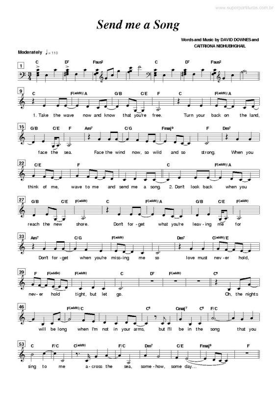 Super Partituras - Send me a Song (Celtic Woman, David Downes), com cifra