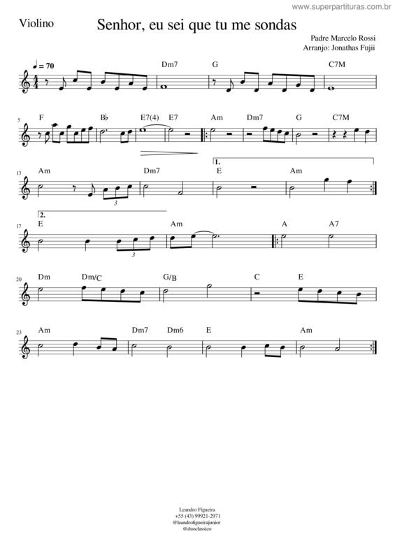 Super Partituras - Senhor, Eu Sei Que Tu Me Sondas (Desconhecido)