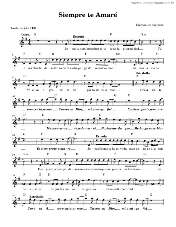 Super Partituras - Siempre Te Amare Emmanuel Espinoza (Desconhecido)