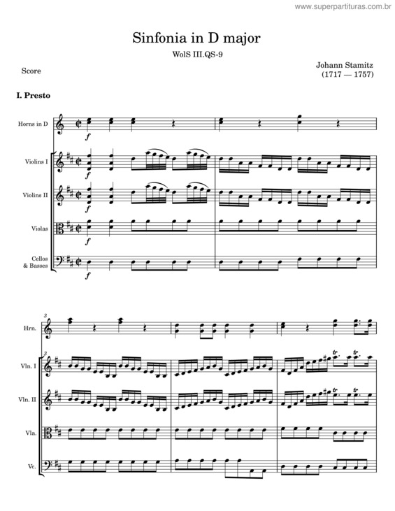 Super Partituras - Sinfonia In D Major, Wols I. D–24 – Johann Stamitz v ...