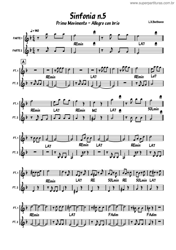 Super Partituras - Sinfonia N.5 Primo Movimento – Ludwig Van Beethoven (Ludwig Van Beethoven)
