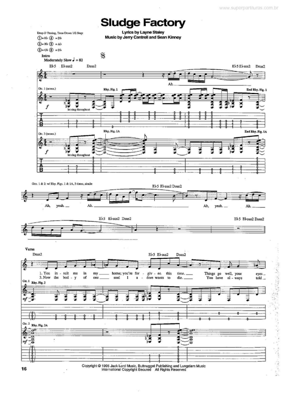 Super Partituras - Sludge Factory (Alice in Chains, Jerry Cantrell ...