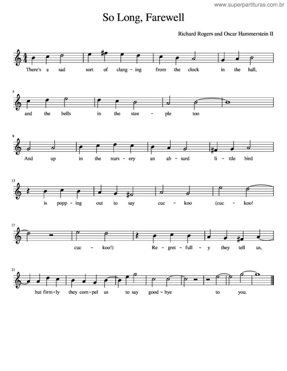 Super Partituras - So Long, Farewell (Rodgers & Hammerstein)