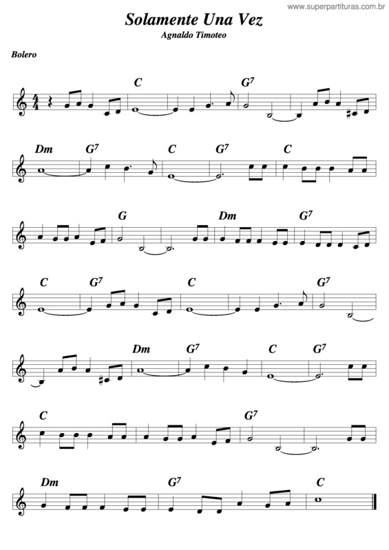 Super Partituras - Solamente Una Vez v.5 (Agnaldo Timóteo), com cifra