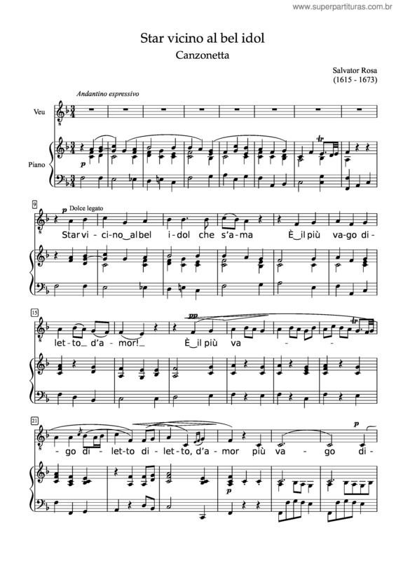 Super Partituras - Star Vicino Al Bel Idol (Salvator Rosa)