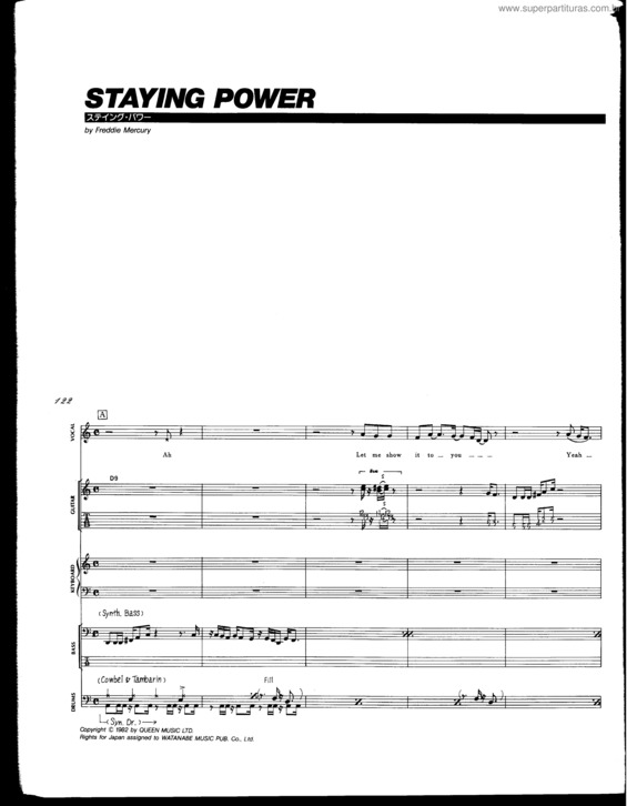 Super Partituras - Staying Power (Queen), com cifra