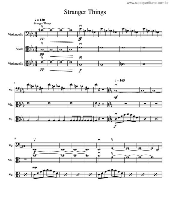 Super Partituras - Stranger Things Cello And Violas (Misc Soundtrack)