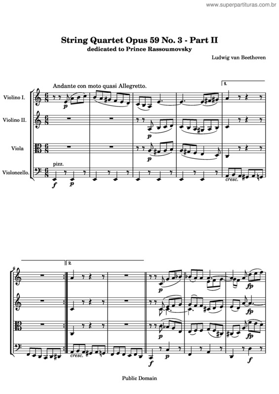 Super Partituras - String Quartet No. 9 (Ludwig Van Beethoven) Super Partituras - String Quartet No. 9 (Ludwig Van Beethoven)