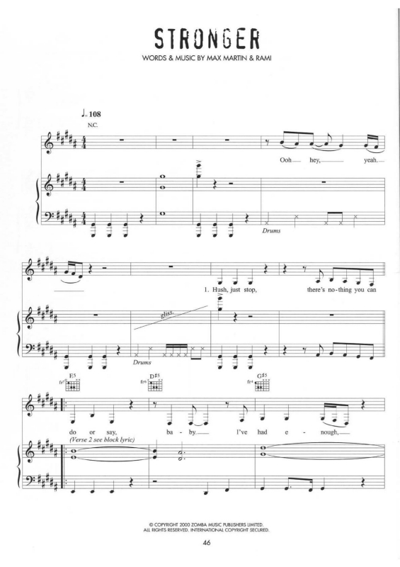 Super Partituras - Stronger v.2 (Britney Spears, Max Martin, Rami ...