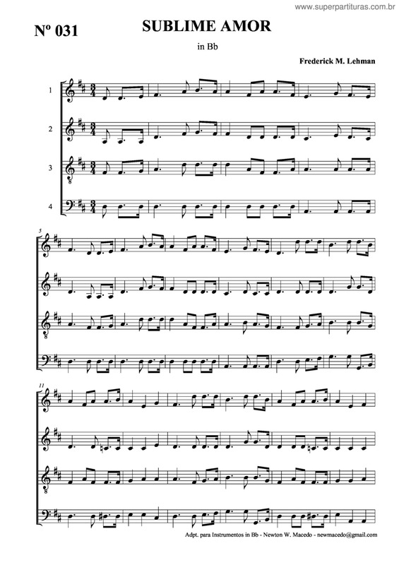 Super Partituras - Sublime Amor (Hinário Adventista)