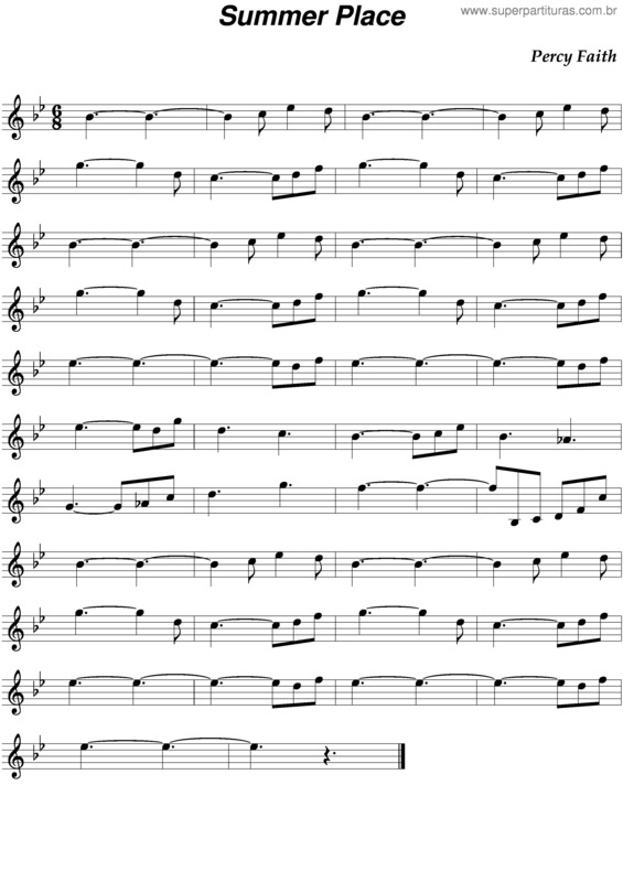 Super Partituras - Summer Place v.2 (Percy Faith), com cifra
