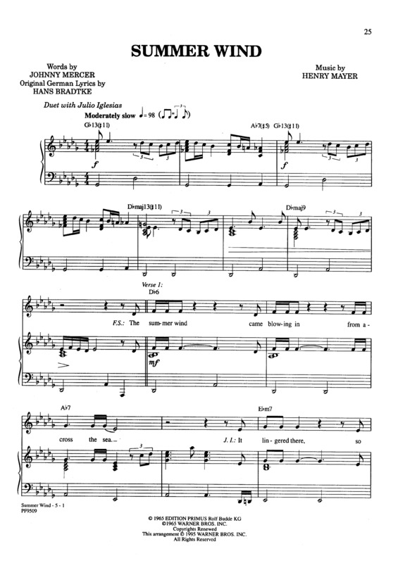 Super Partituras - Summer Wind v.2 (Frank Sinatra), com cifra