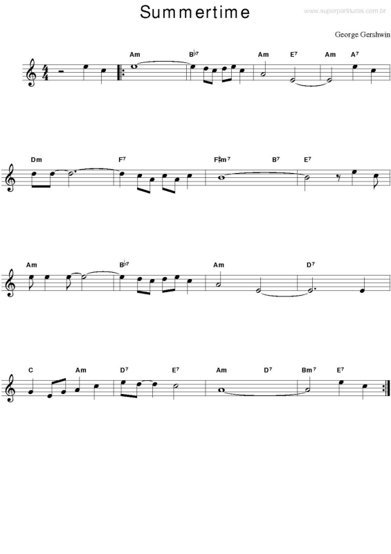 Super Partituras - Summertime v.2 (George Gershwin), com cifra