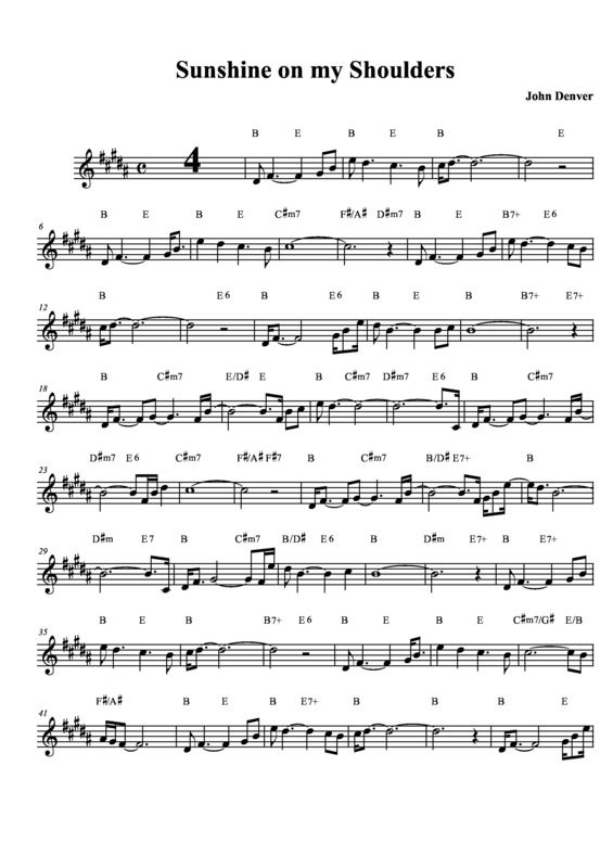 Super Partituras - Sunshine on My Shoulders v.3 (John Denver)