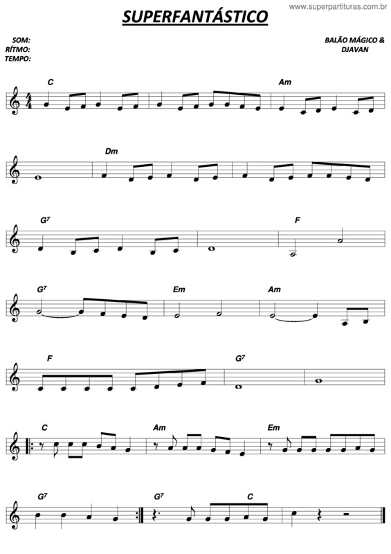 Super Partituras - Super Fantástico (Balão Mágico), com cifra