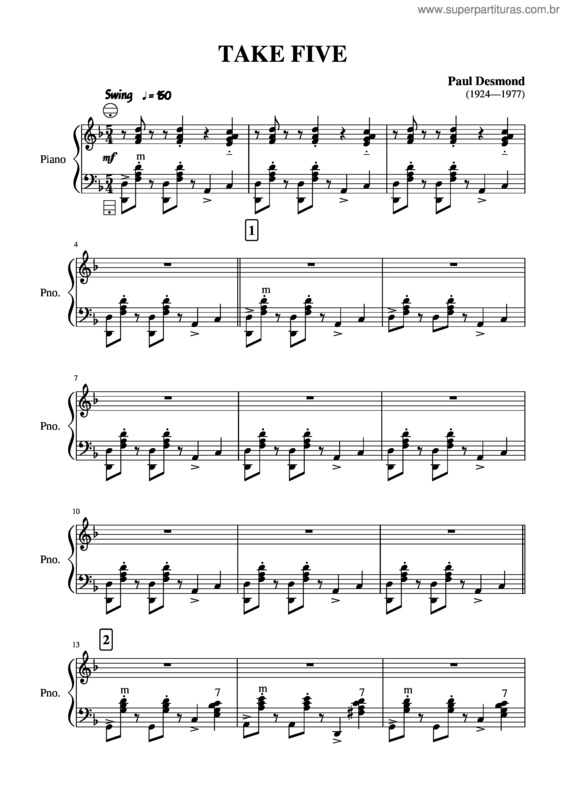 Super Partituras - Take Five v.8 (Paul Desmond, Dave Brubeck)