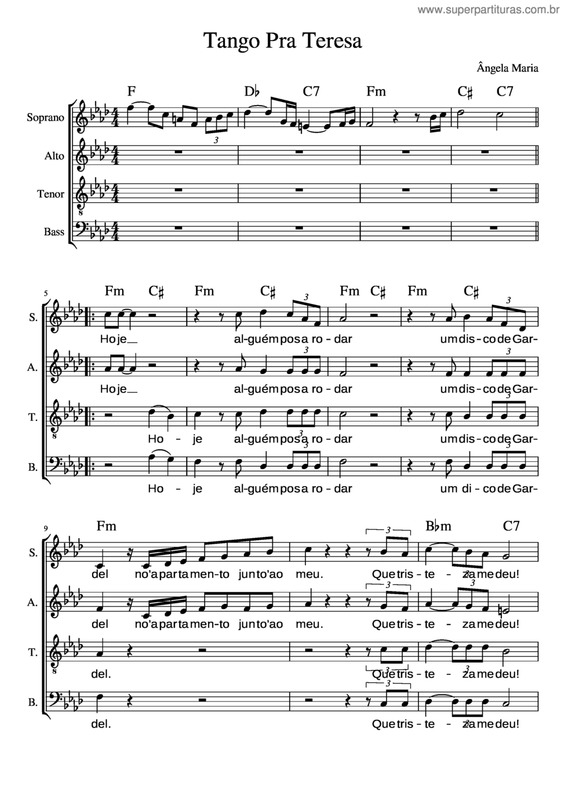 Super Partituras - Tango Pra Teresa (Ângela Maria), com cifra