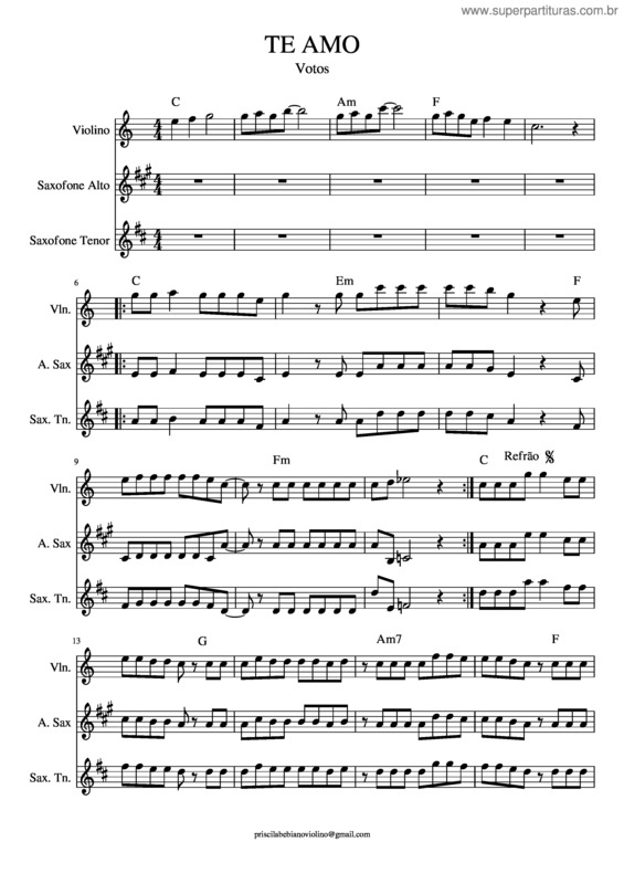 Super Partituras - Te Amo v.6 (Rihanna, Franco de Vita)