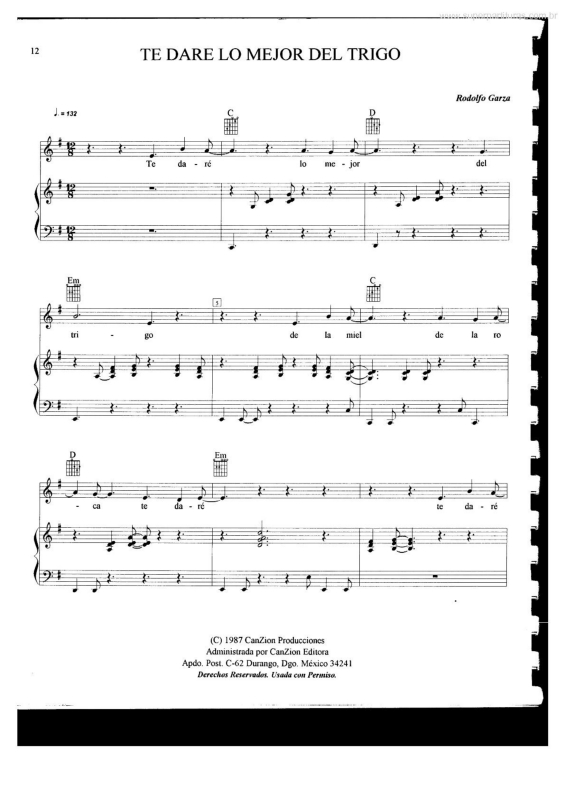 Super Partituras - Te Dare Lo Mejor Del Trigo (José Luis Torres ... Super Partituras - Te Dare Lo Mejor Del Trigo (José Luis Torres ...