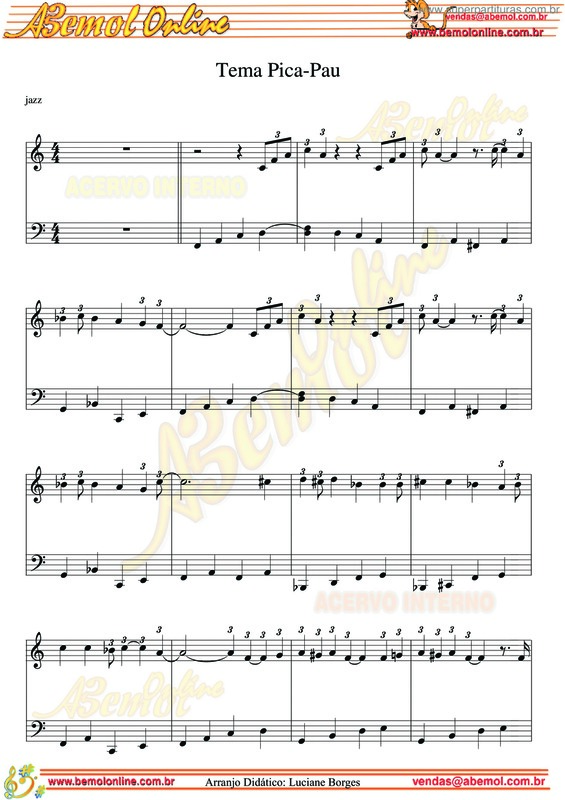 Super Partituras Tema Pica Pau Desconhecido Com Cifra