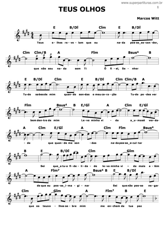 Super Partituras - Teus Olhos v.12 (Marcos Witt), com cifra