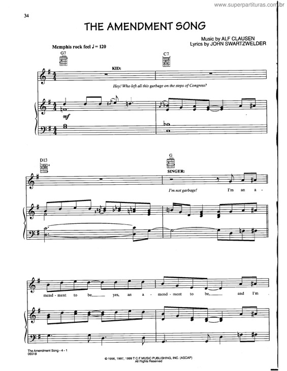 Super Partituras - The Amendment Song (Alf Clausen, John Swartzwelder ...