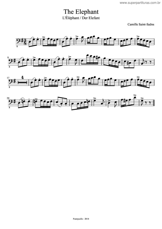 Super Partituras - The Elephant (Camille Saint-Saëns)
