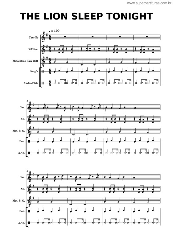 Super Partituras - The Lion Sleep Tonight (Solomon Linda)