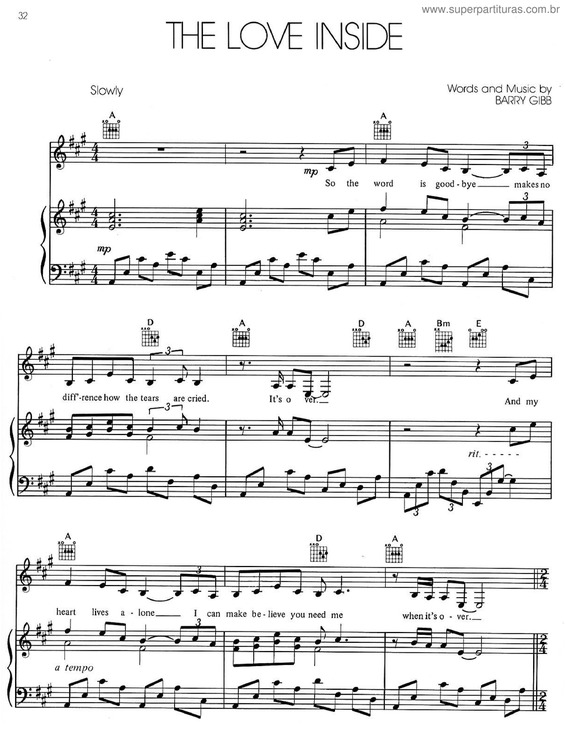 Super Partituras - The Love Inside (Barbra Streisand), com cifra