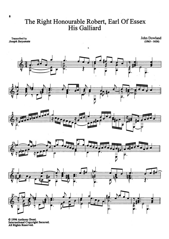 Super Partituras - The Right Honourable Robert His Galliard (John Dowland)