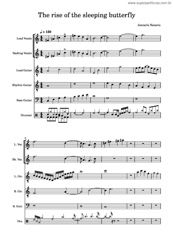Super Partituras - The Rise Of The Sleeping Butterfly (Desconhecido)