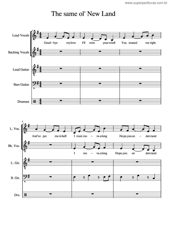 Super Partituras - The Same Ol` New Land (Desconhecido)