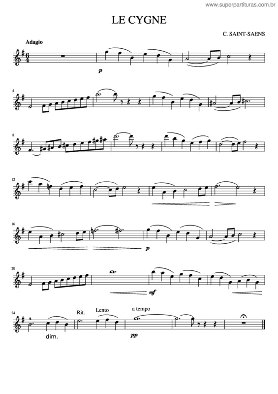 Super Partituras - The Swan Violin C. Saint-Saens (Camille Saint-Saëns)