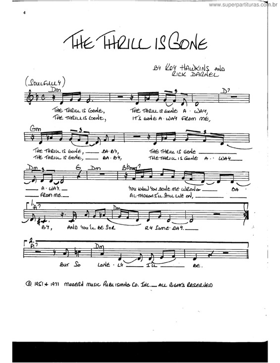 Super Partituras - The thrill is gone (B. B. King), com cifra