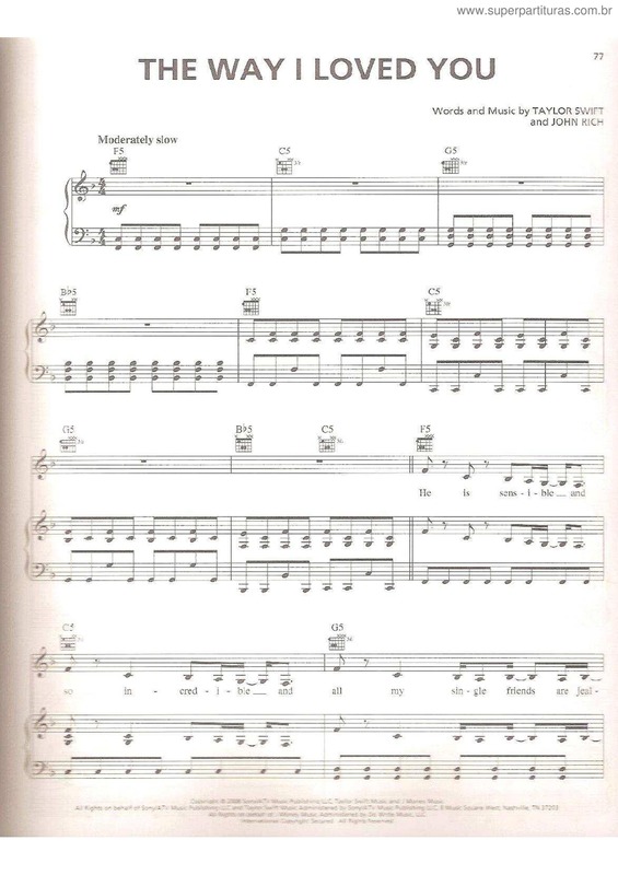 Super Partituras - The way i loved you (Taylor Swift), com cifra Super Partituras - The way i loved you (Taylor Swift), com cifra