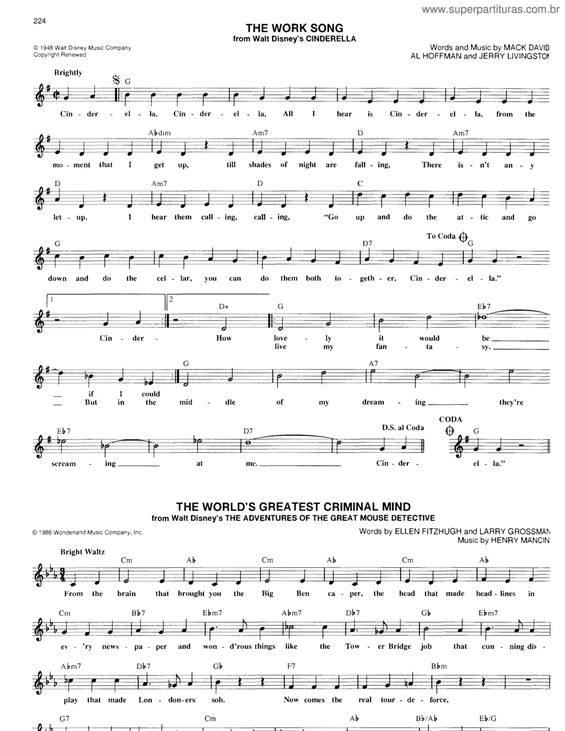 Super Partituras - The Work Song (Disney), com cifra