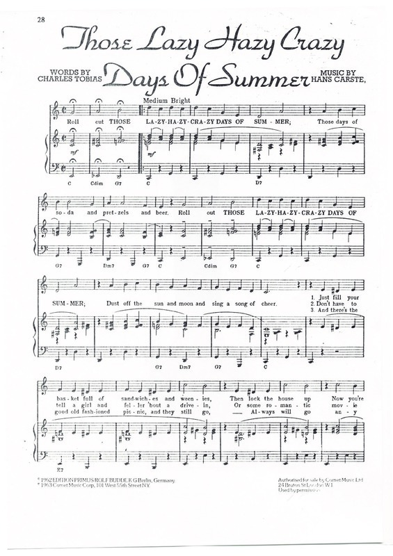 Super Partituras - Those Lazy Hazy Crazy Days Of Summer (Nat King Cole ...