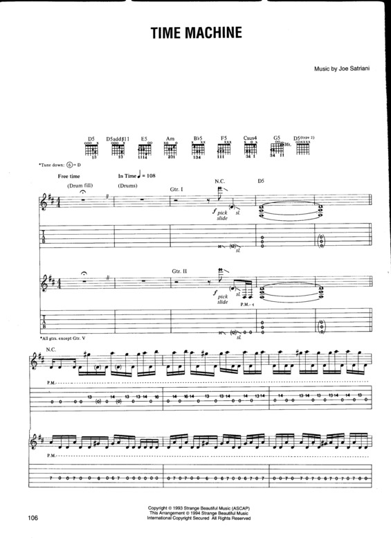 Super Partituras - Time Machine (Joe Satriani), com cifra