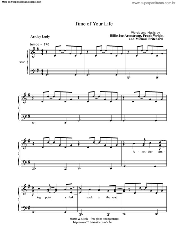 Super Partituras - Time Of Your Life v.2 (Green Day)