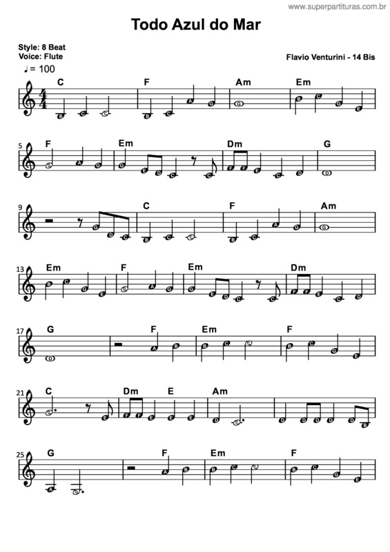 Super Partituras - Todo Azul Do Mar v.9 (14 Bis), com cifra