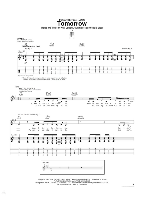 Super Partituras - Tomorrow (Avril Lavigne, Curt Frasca, Sabelle Breer ...