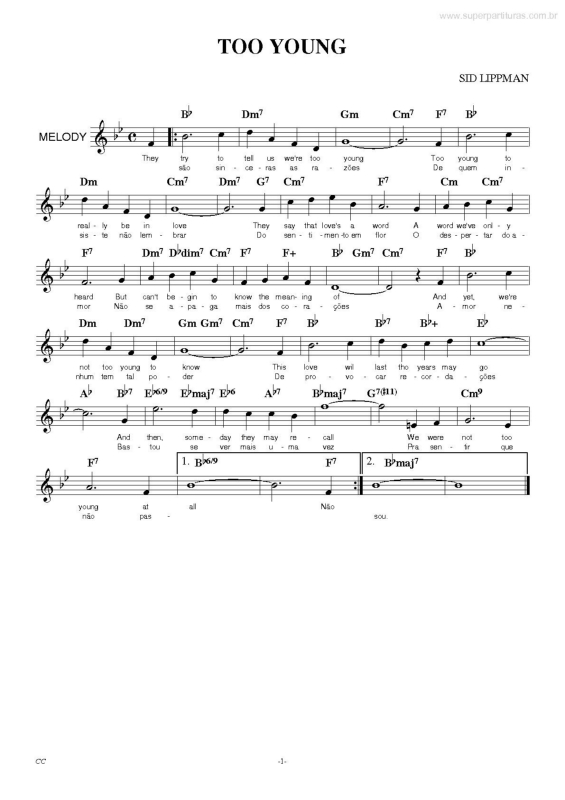 Super Partituras - Too Young v.2 (Sid Lippman), com cifra