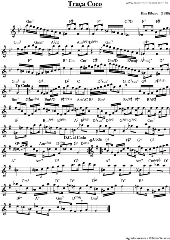 Super Partituras - Traça Coco (Kim Ribeiro), com cifra